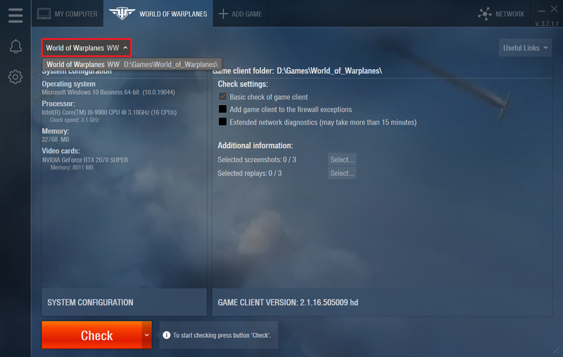 How to create a WGCheck report | World of Warplanes
