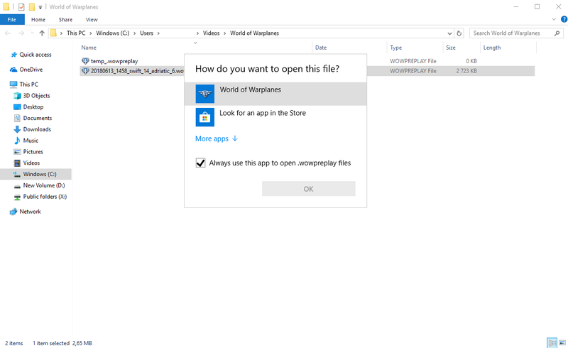 Replays: activation, management and viewing | World of Warplanes